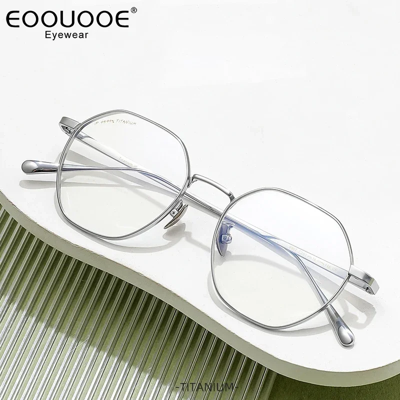 New-Pure-Titanium-Glasses-Frame-Retro-Polygon-Eyeglasses-For-Women-Men ...
