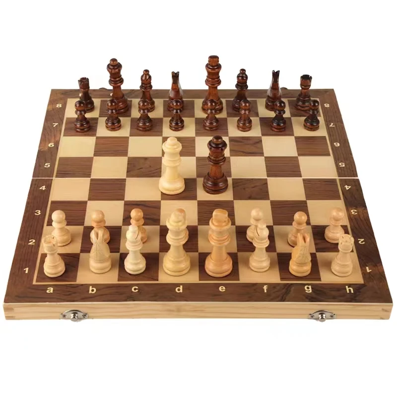 Large Magnetic Wooden Folding Chess Set Felted Game Board 29cm/34cm ...