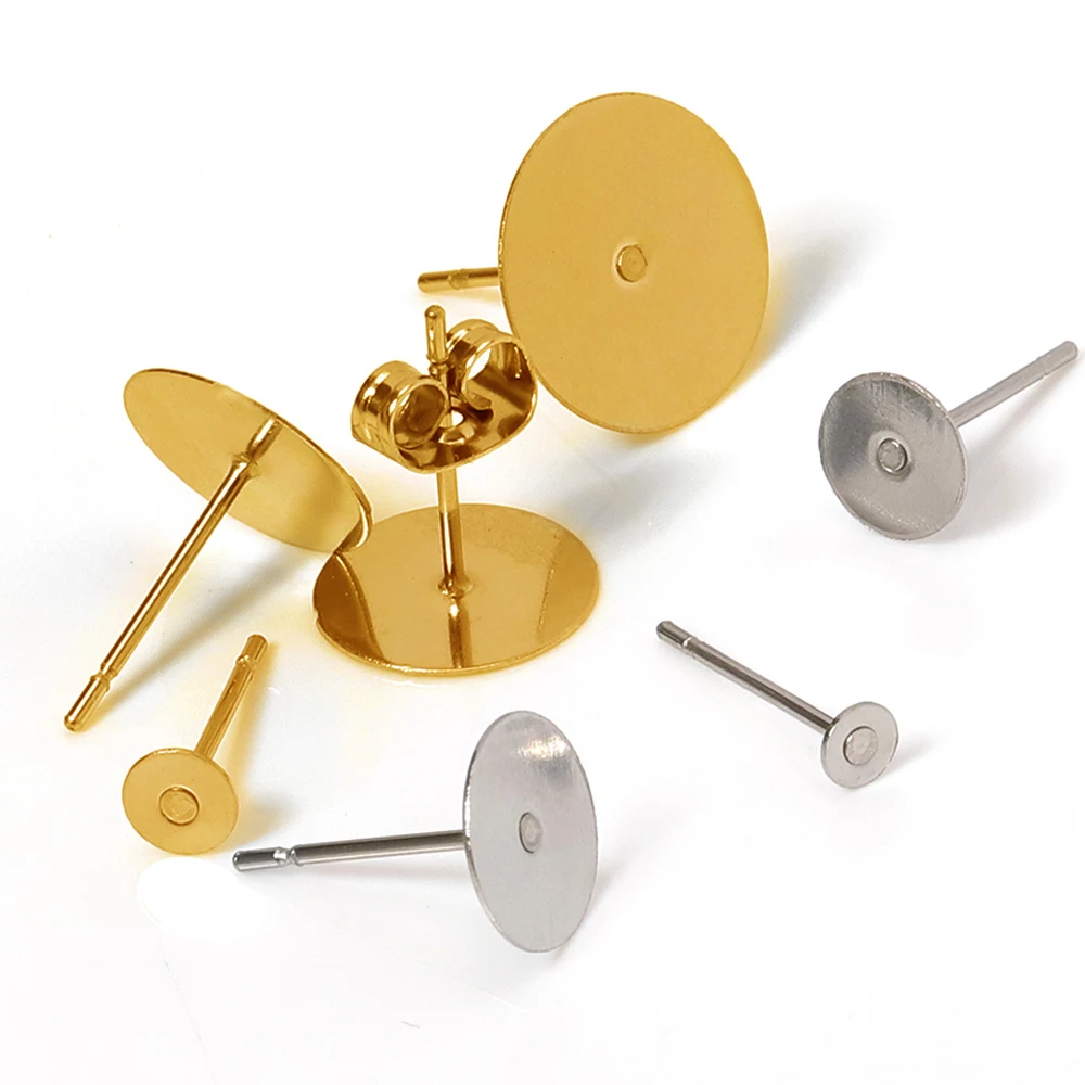 100pcs-Gold-Color-316L-Stainless-Steel-Earring-Studs-DIY-Ear-Blank-Post ...