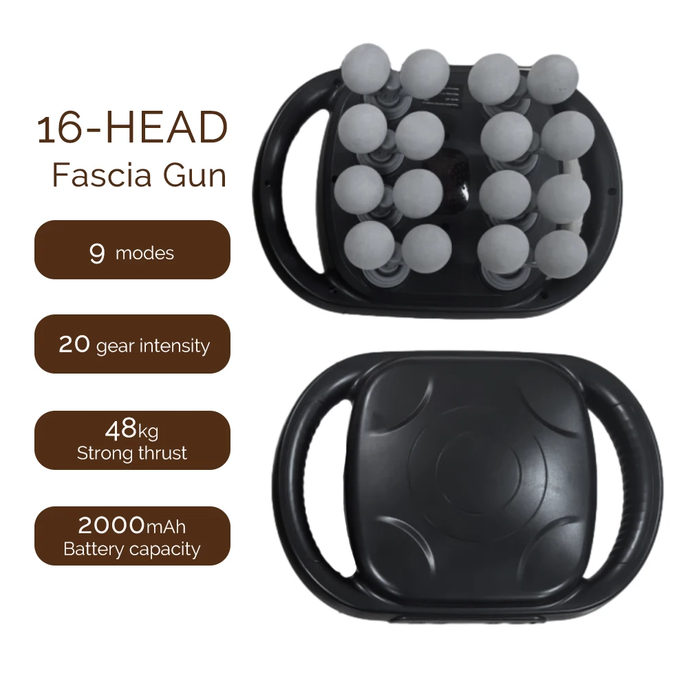 16-Head Fascia Gun Muscle Massager Gun High Frequency Vibration Body ...