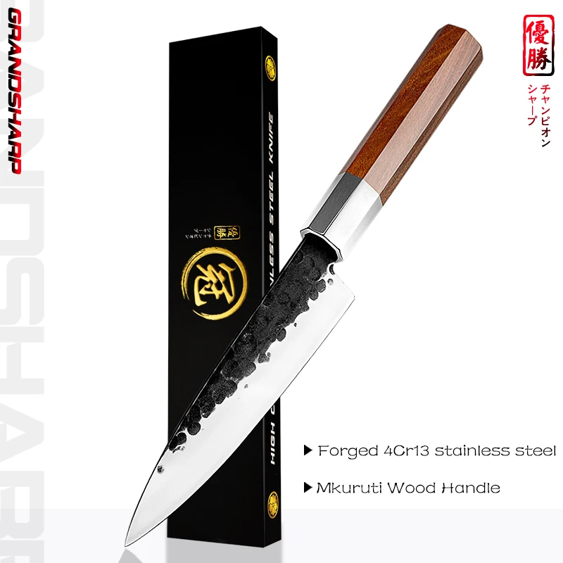GRANDSHARP 고탄소 4cr13 강철 소재 수제 주방 요리 나이프, 일본 유틸리티 식칼 망치 단조 주방 도구, 5.5 인치|주방 칼| - AliExpress