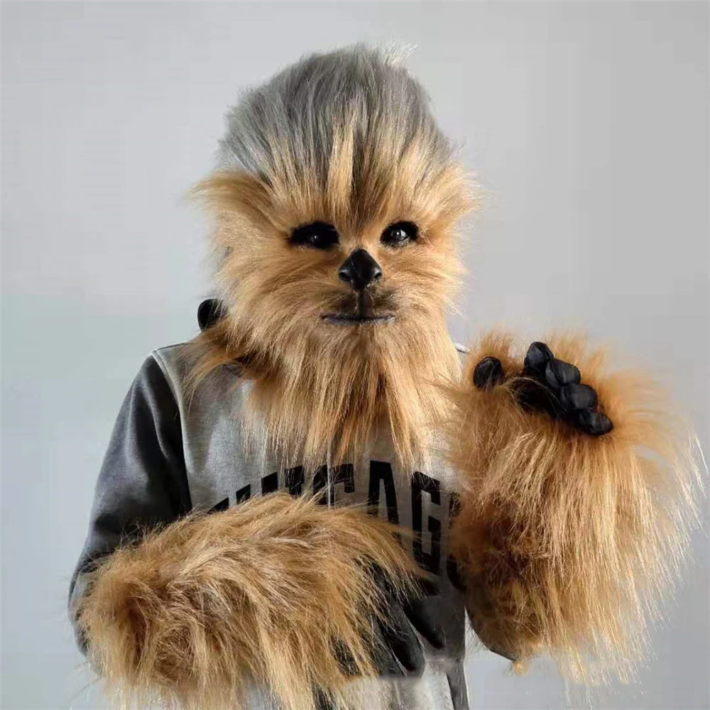 Chewbacca Mask+Gloves Set SW Series Mask Halloween Cosplay Latex Helmet ...