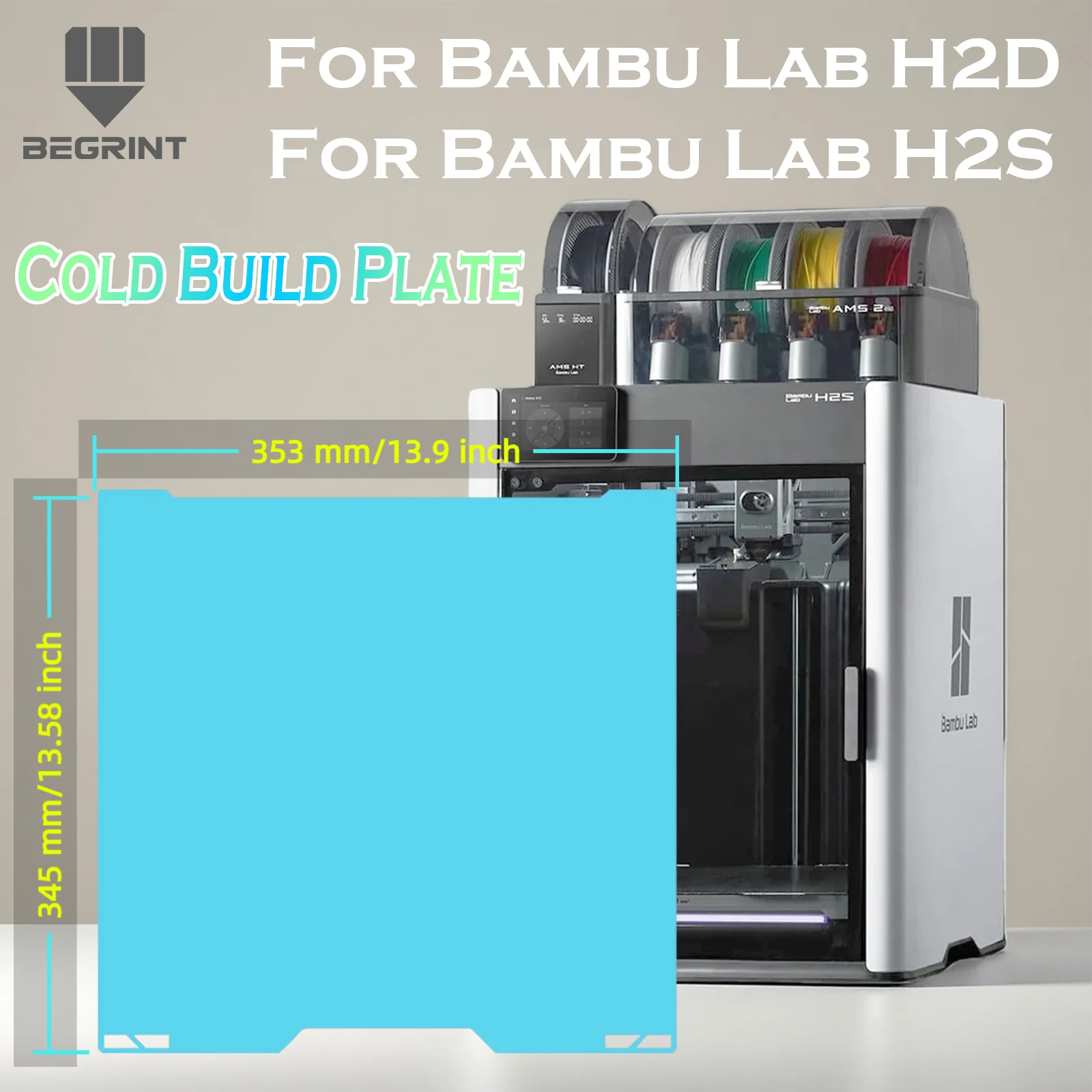 Cold Plate For Bambu Lab H2S H2D Build Plate Textured PEI Spring Steel ...