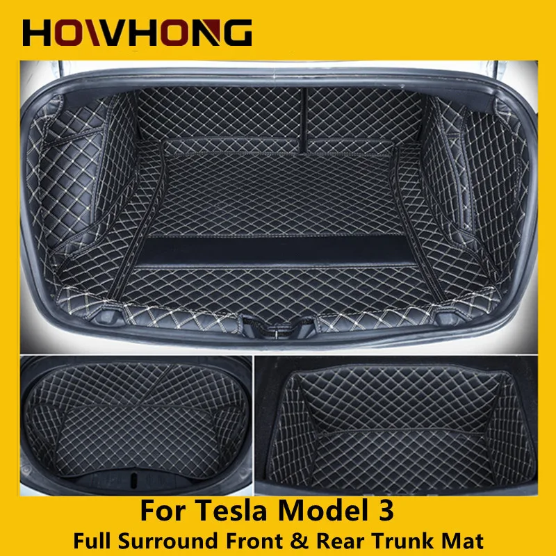 Front-And-Rear-Car-Trunk-Mat-For-Tesla-Model-3-Full-Surround-Microfiber ...