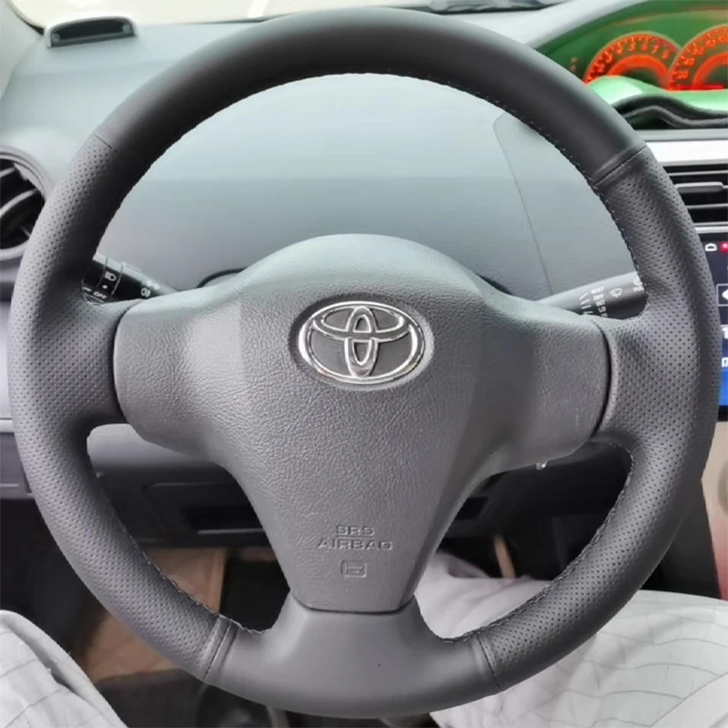 For Toyota Yaris 2008 2009 2011 Vios 2008 2013 Braid Full Coverage Black Leather Steering Wheel Cover Interior Accessory AliExpress