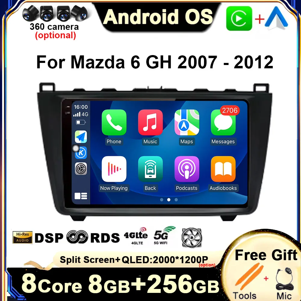 For-Mazda-6-GH-2007-2012-Car-Navigation-Screen-Moniter-Android-14-Auto ...
