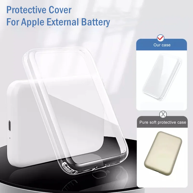 For-Apple-MagSaf-External-Battery-Transparent-TPU-Case-Shockproof ...