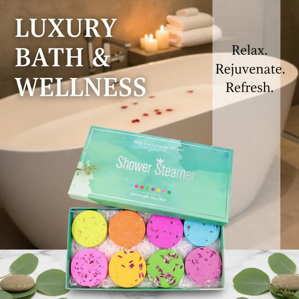 8Pcs/Set Aromatherapy Shower Tablets with Aromatic Essential Oils Steam ...