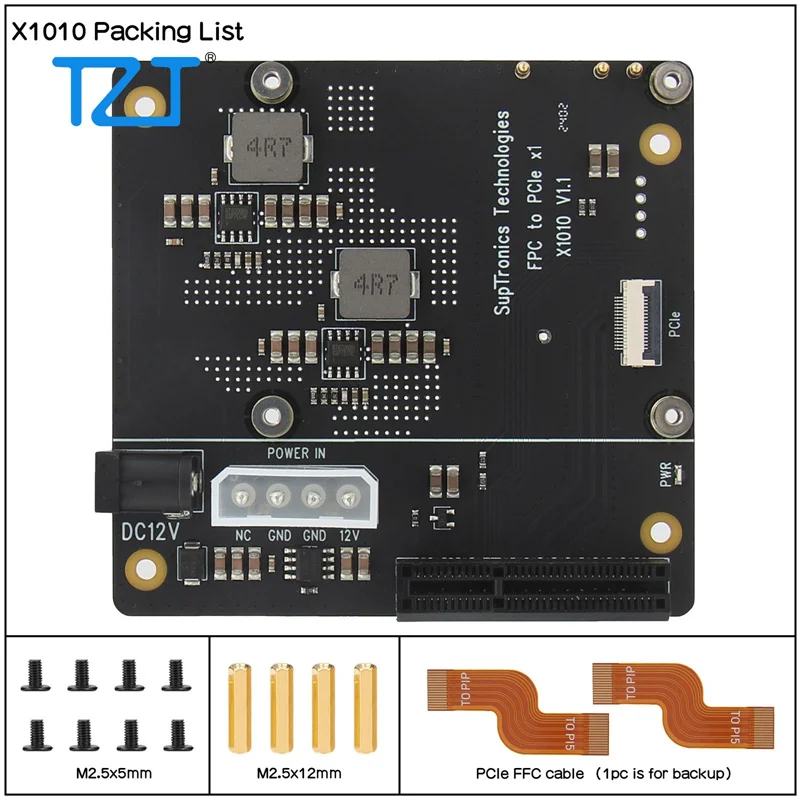 TZT Geekworm X1010 PCIe FFC to Standard PCIe x4 Slot Expansion Board ...