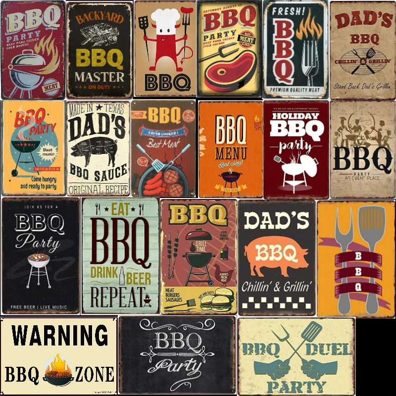 Metal-Tin-Sign-BBQ-Patio-Decoration-Grill-Metal-Signs-Poster-Wall-Decor ...