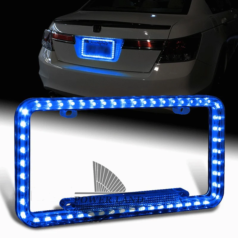Universal-Blue-Color-54LEDS-Illuminated-12V-DC-Acrylic-U-S-Standard-Car ...
