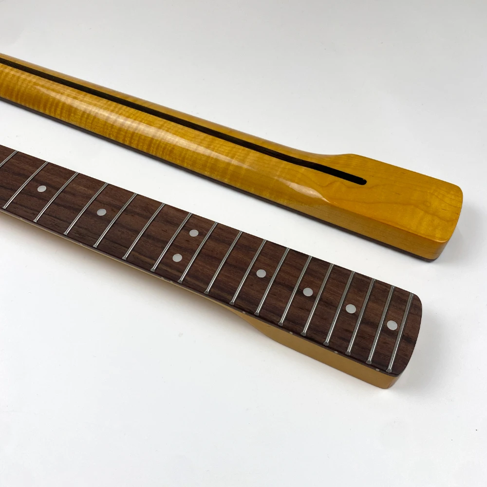 ST Electric Guitar Neck 21 Fret Vintage Tint Tiger Flame Maple 9.5 ...