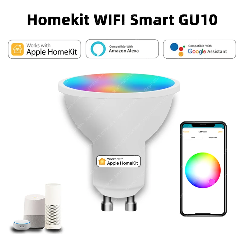Homekit-GU10-Lamps-Home-APP-Voice-Control-WIFI-Smart-Bulb-RGBCW-LED ...
