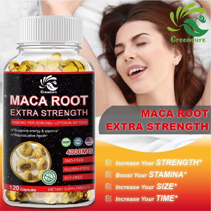 Greensure Organic Maca Root Powder Capsules 4000 Mg With Maca Root Extract Supplement For Men