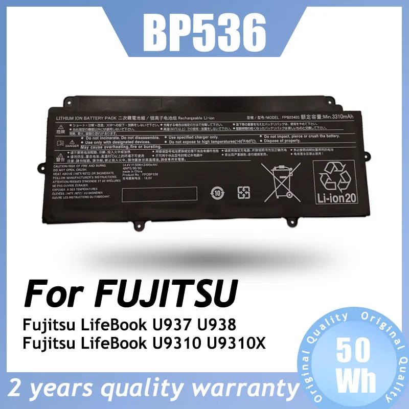 14.4V 50Wh BP536 Laptop Battery For Fujitsu LifeBook U937 U938 U939 ...