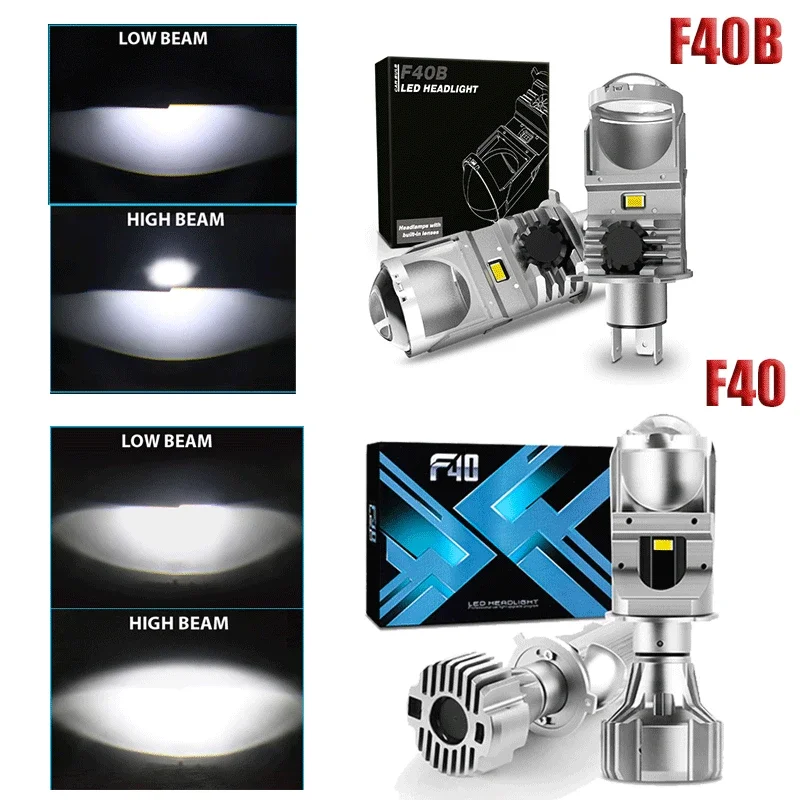 H4 Led With Lens F40 F40B H4 Mini Projector Lens Headlight Bulb 9003 ...