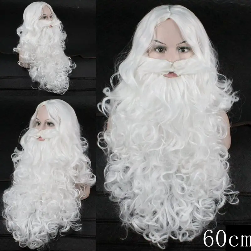 Peruca-e-barba-de-Papai-Noel-para-homens-cabelo-sint-tico-vestido ...