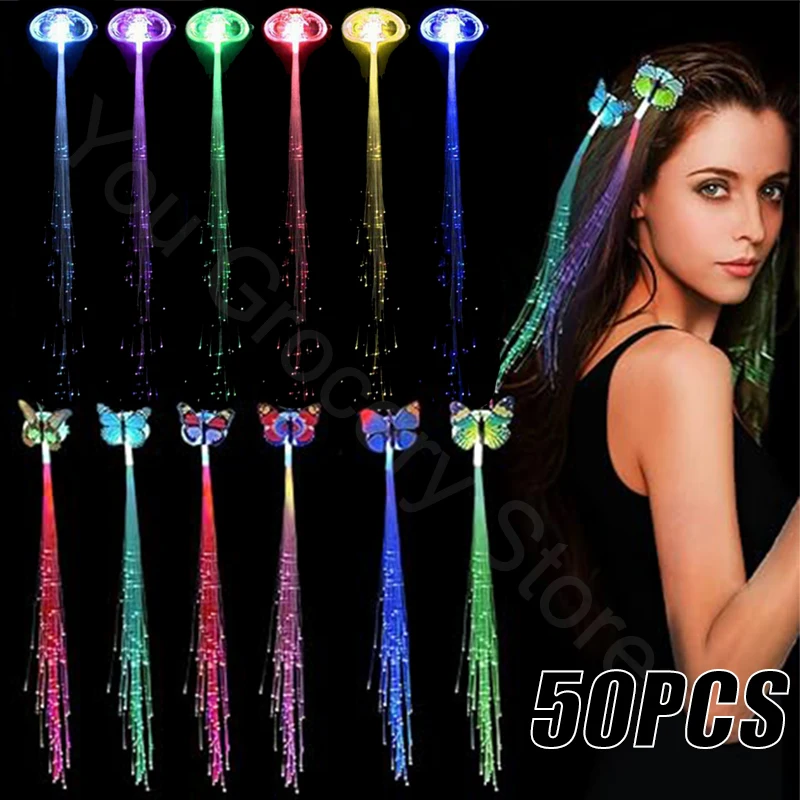 LED-Glowing-Flash-Wigs-Hair-Braided-Clip-Hairpin-Colorful-Luminous ...