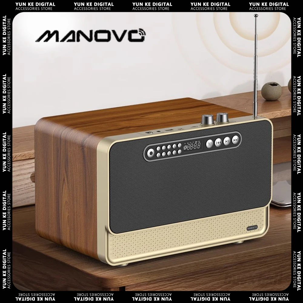 Manovo-W1-Bluetooth-Speakers-Wireless-Wooden-Dual-Speaker-Desktop-Audio ...
