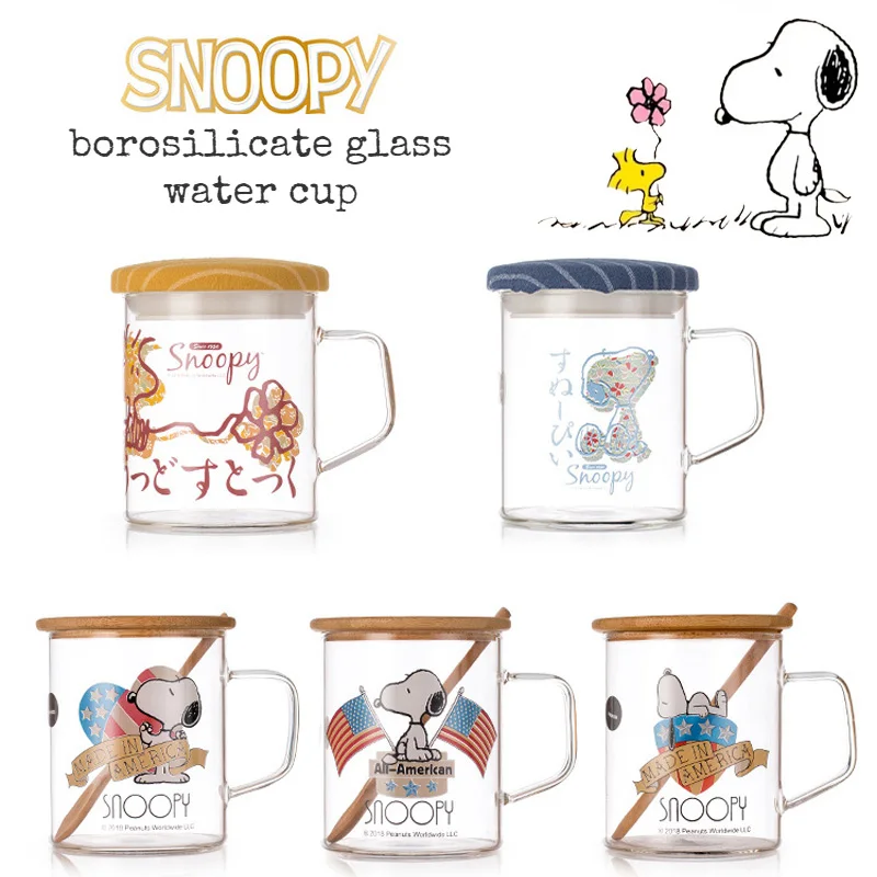 Snoopy-cartoon-Printed-Transparent-Creative-Glass-Coffee-Tea-Mug-Drinks ...