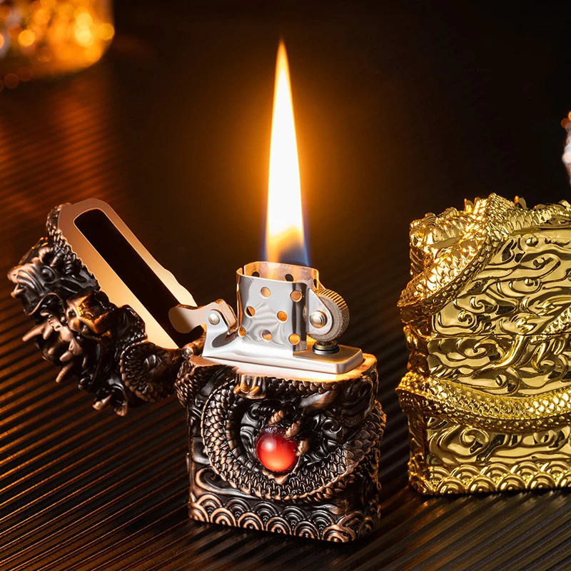 Three dimensional Relief Metal Lighter Unusual Kerosene Lighter Retro ...
