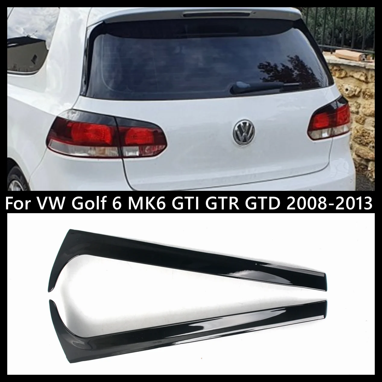 For-VW-Golf-6-MK6-GTI-GTR-GTD-2008-2013-Glossy-Black-ABS-Rear-Window ...