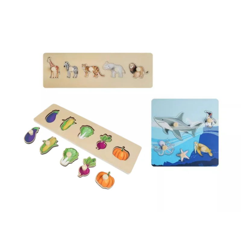 Montessori-Toys-Animal-Vegetable-Sea-Life-Puzzle-W-Knob-Educational ...