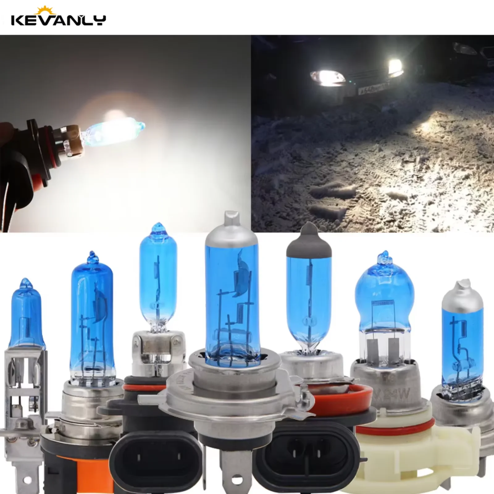 2pcs 100W Halogen Light H4 H1 Car Headlight Bulb H7 H8 Fog Lights 9005 ...