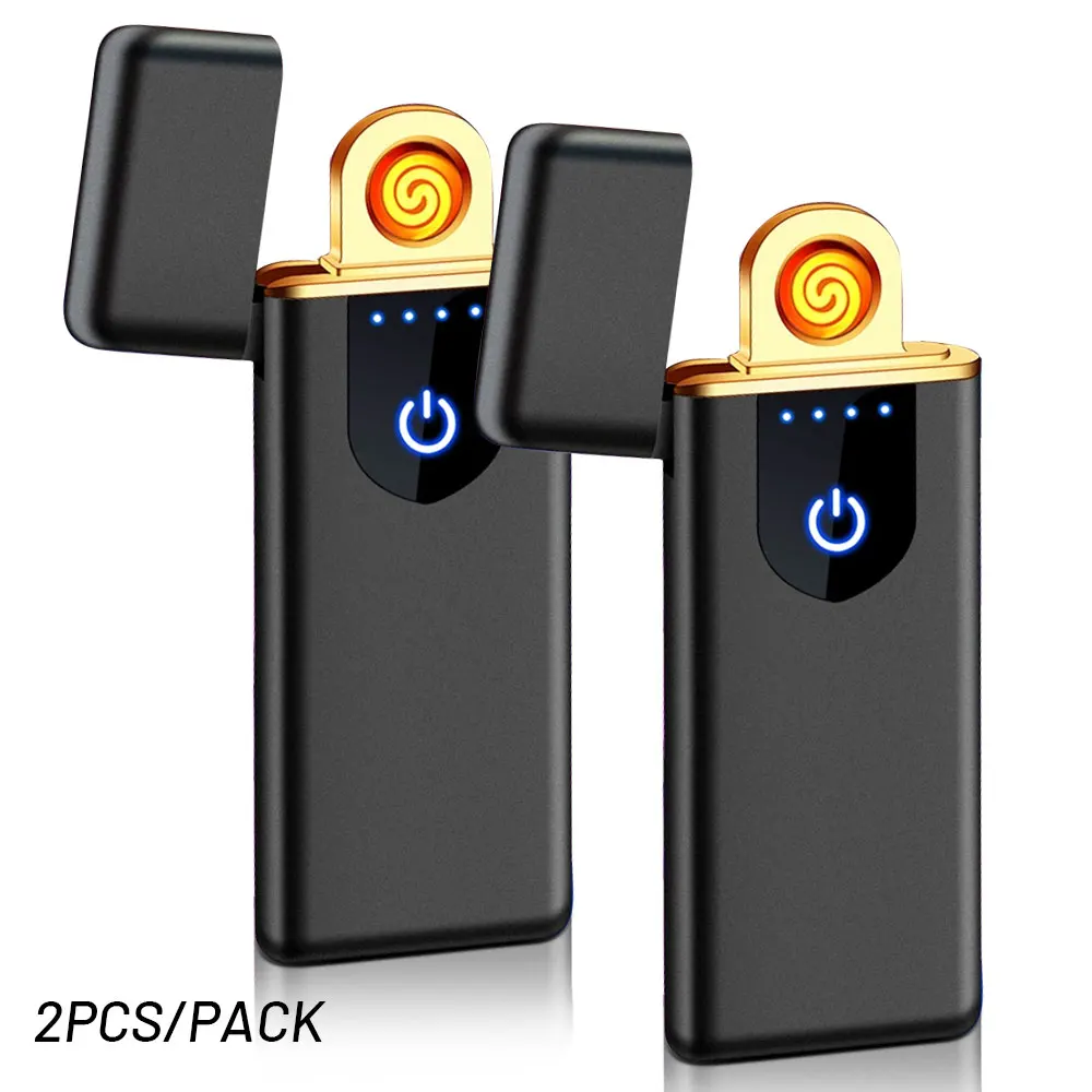 2PCS Mini Portable USB Electric Lighter Rechargeable Dual Ignition ...