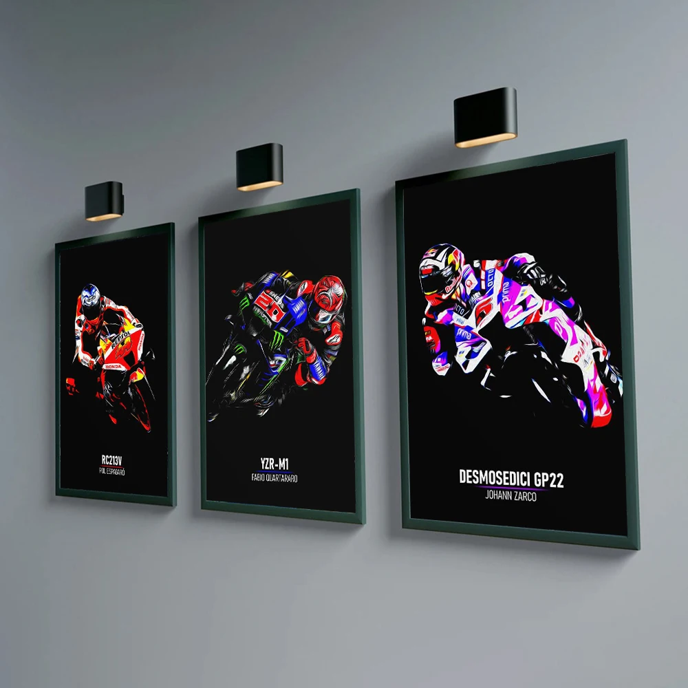 F1-Motorcycle-Racing-Canvas-painting-Poster-Racer-Athlete-Colorful-Cool ...