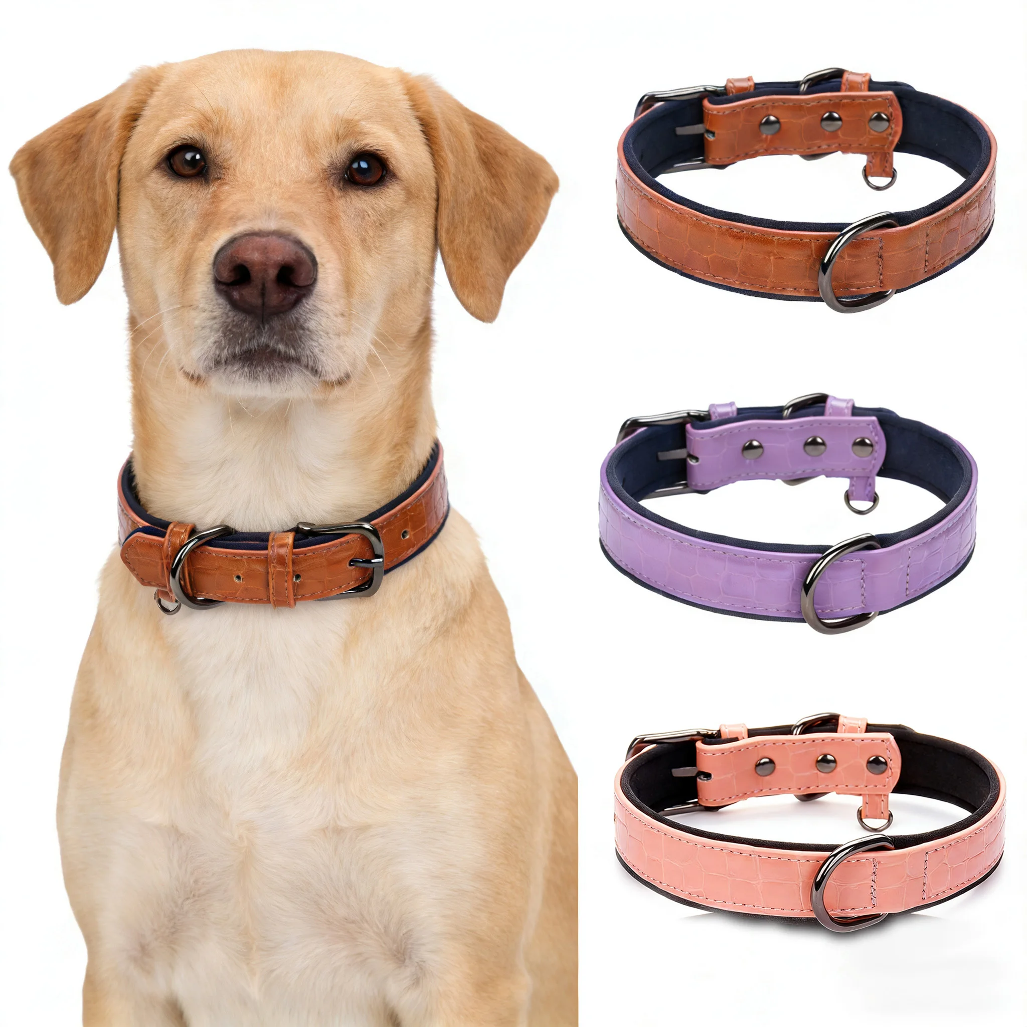 Adjustable Dog Collar Soft Padded Leopard Print Design Stylish PU ...