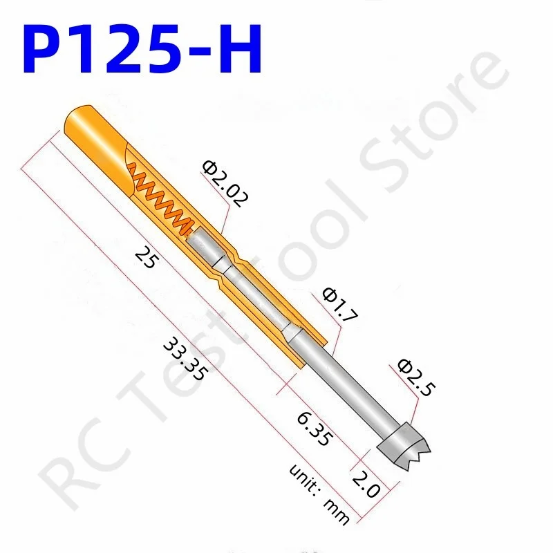 100PCS-P125-H-Spring-Test-Probe-Test-Pin-Pogo-Pin-Electronic-PCB-Test ...