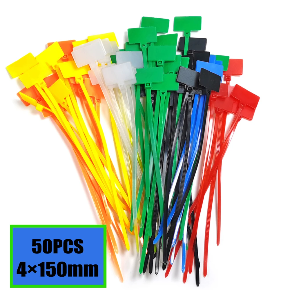 50pcs-Easy-Mark-4-150mm-Nylon-Cable-Ties-Tag-Labels-Plastic-Loop-Ties ...