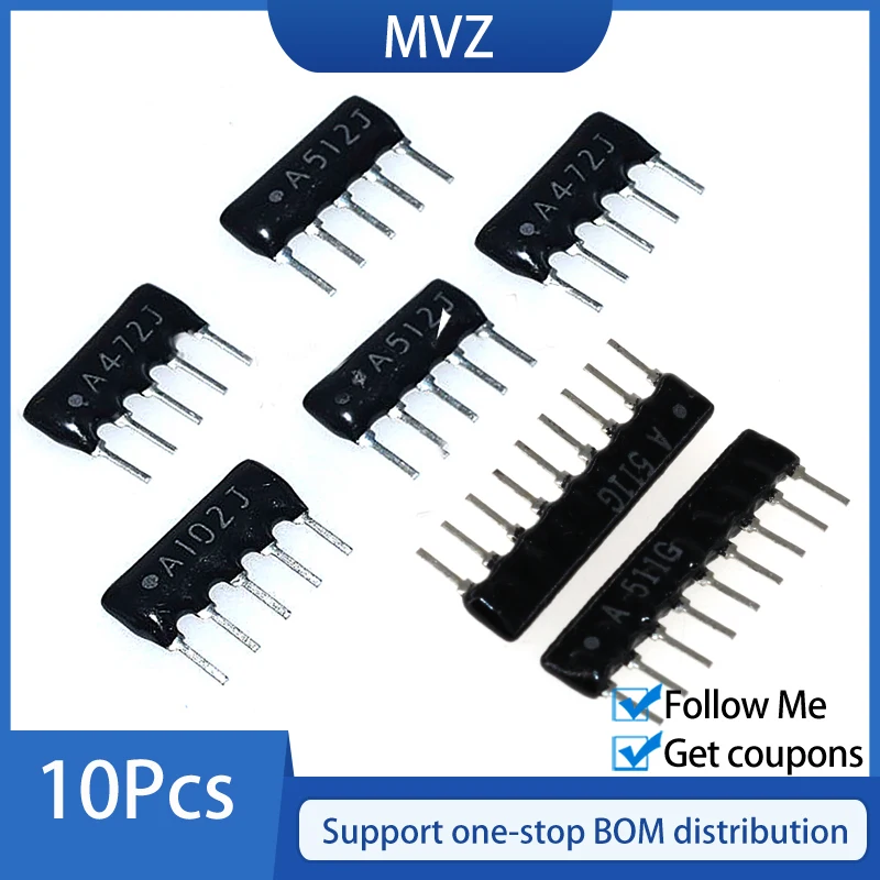 10pcs 5PIN 9PIN exclusion Network Resistor array DIP 100 220 330 470 ...