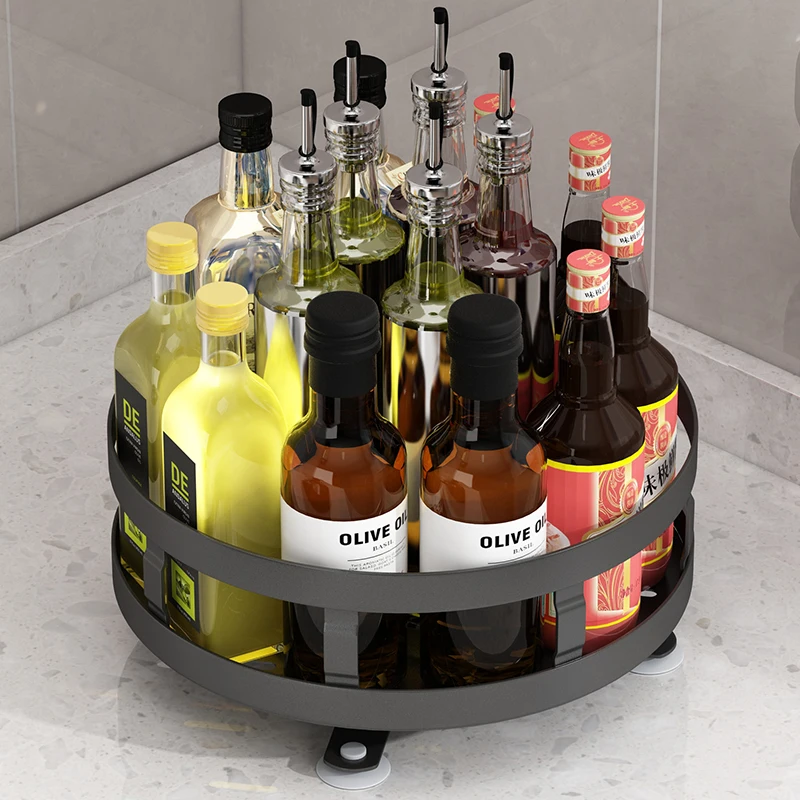 Kitchen Rotatable Seasoning Rack Corner Household Oil Salt Sauce ...