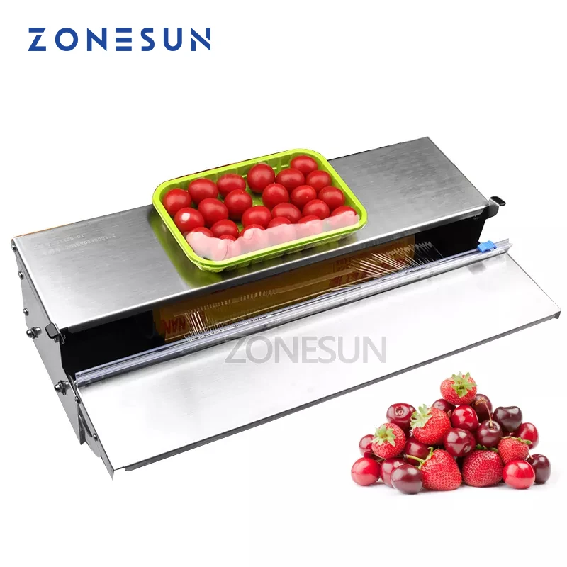 ZONESUN Stainless Steel Cling Film Sealing Machine Food Fruit Vegetable ...