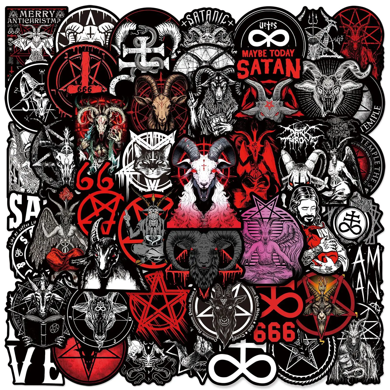 10-25-50pcs-Black-Satan-Stickers-Graffiti-Devil-for-DIY-Phone-Laptop ...