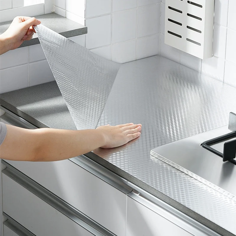 Self Adhesive Kitchen Drawer Paper Thickened Oil Proof Stickers Cabinet Mat Closet Placemats Cuttable Cupboards Shelves Liner