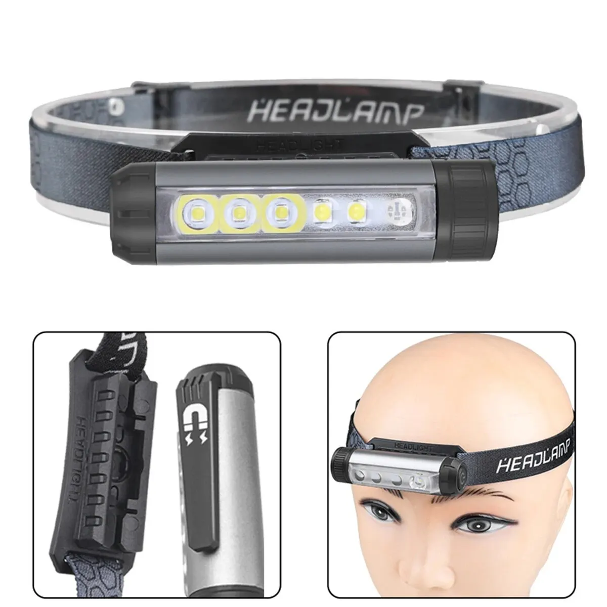 3-LED-Headlamp-Mini-Flashlight-with-Magnetic-Pen-Holder-USB-Charging ...