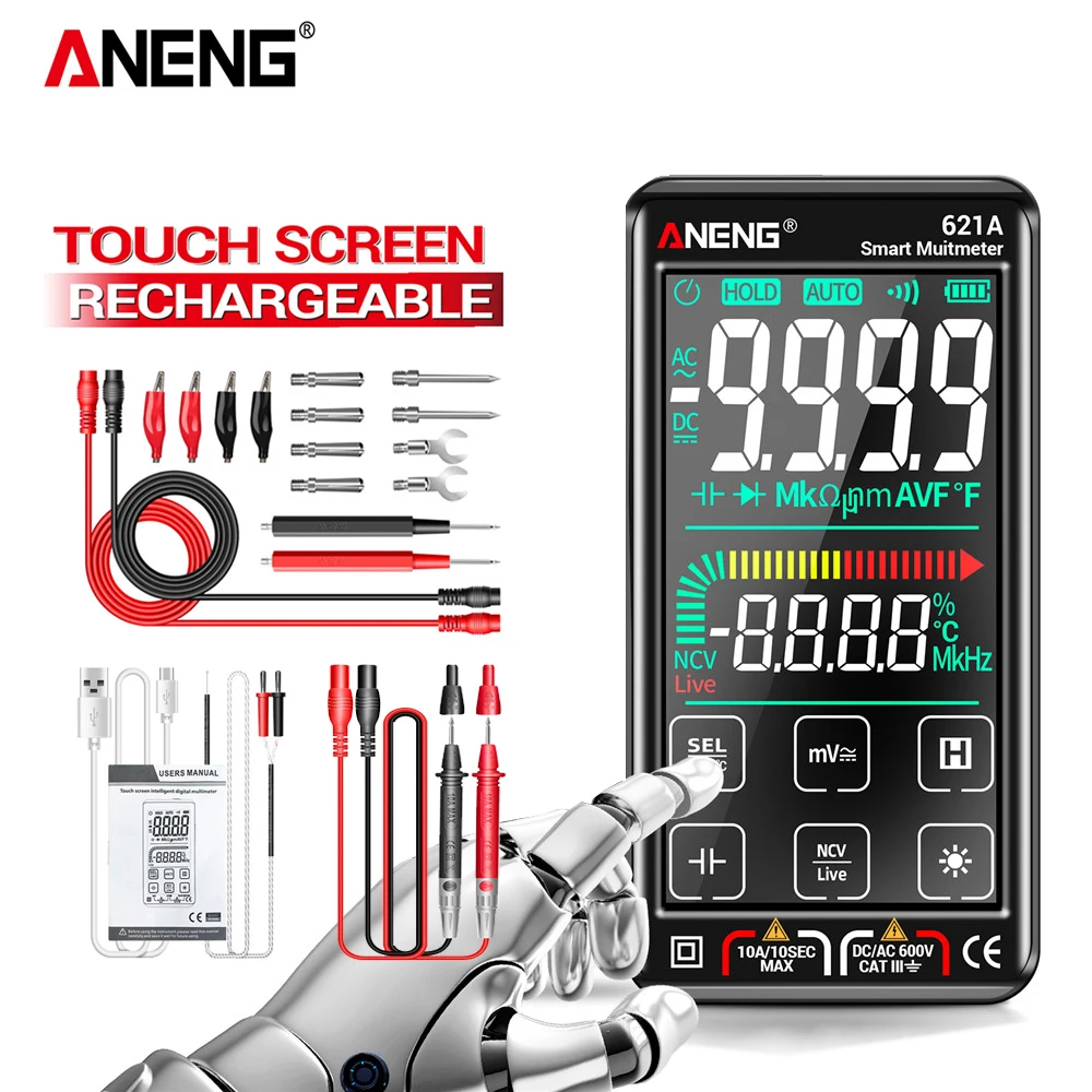 Aneng-621A-Digitale-Multimeter-Oplaadbare-Multimeter-Usb-Draagbare-Touch-Screen-9999-Telt-True ...