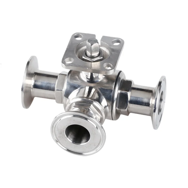 With Actuator Base 19-102mm 1.5" - 4" Tri Clamp T L Port Tee Ball Valve ...