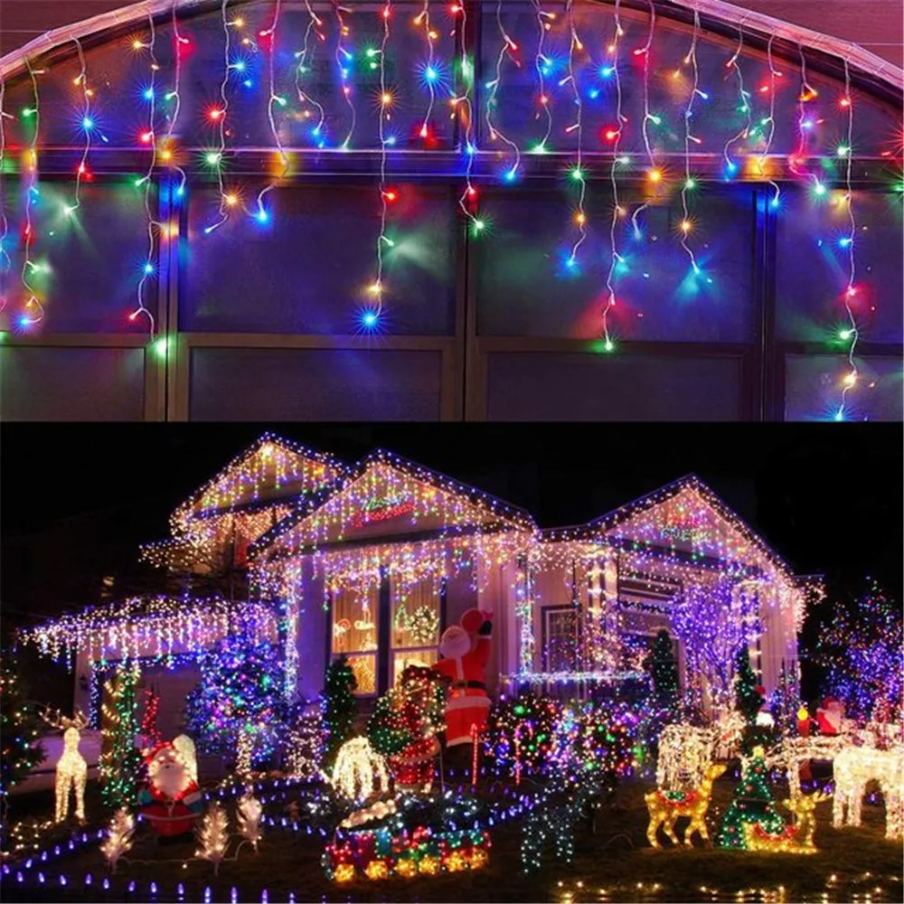 Luces navideñas en cascada para decoración de exteriores, 4 m de caída ...