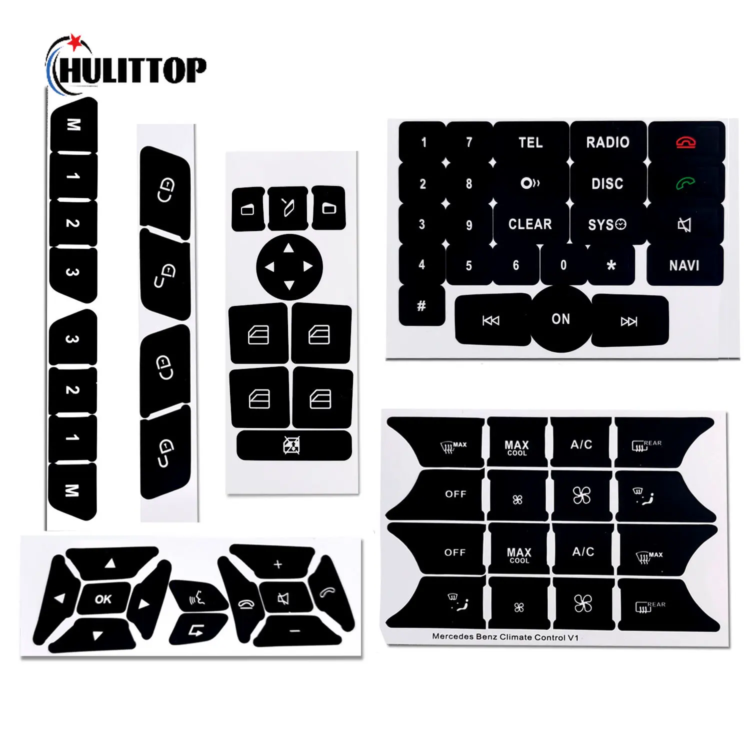 Car Button Repair Sticker Matte Black Decals Stickers For Mercedes For ...