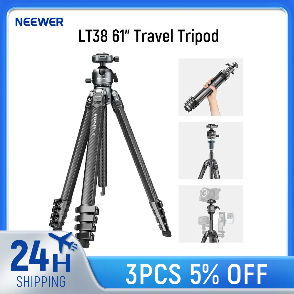 NEEWER LITETRIP LT38 61インチ トラベル三脚 カーボンファイバー