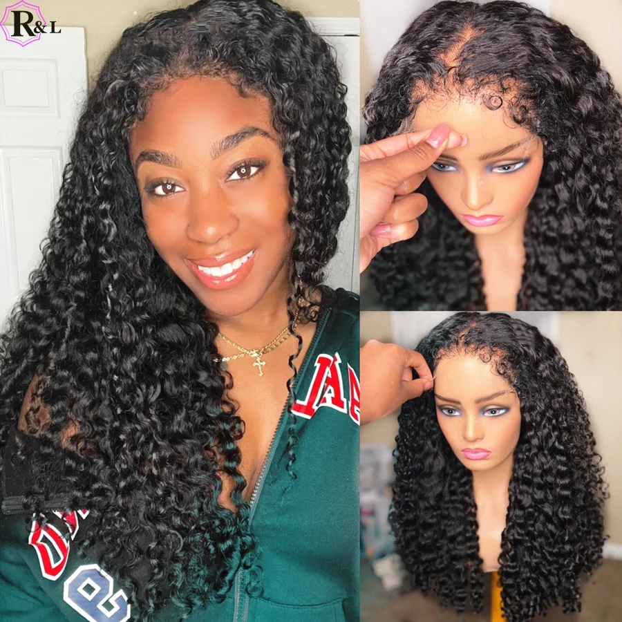 RULINDA 4C Edges Baby Hair Curly 13X4 Lace Front Wigs HD Transparent ...