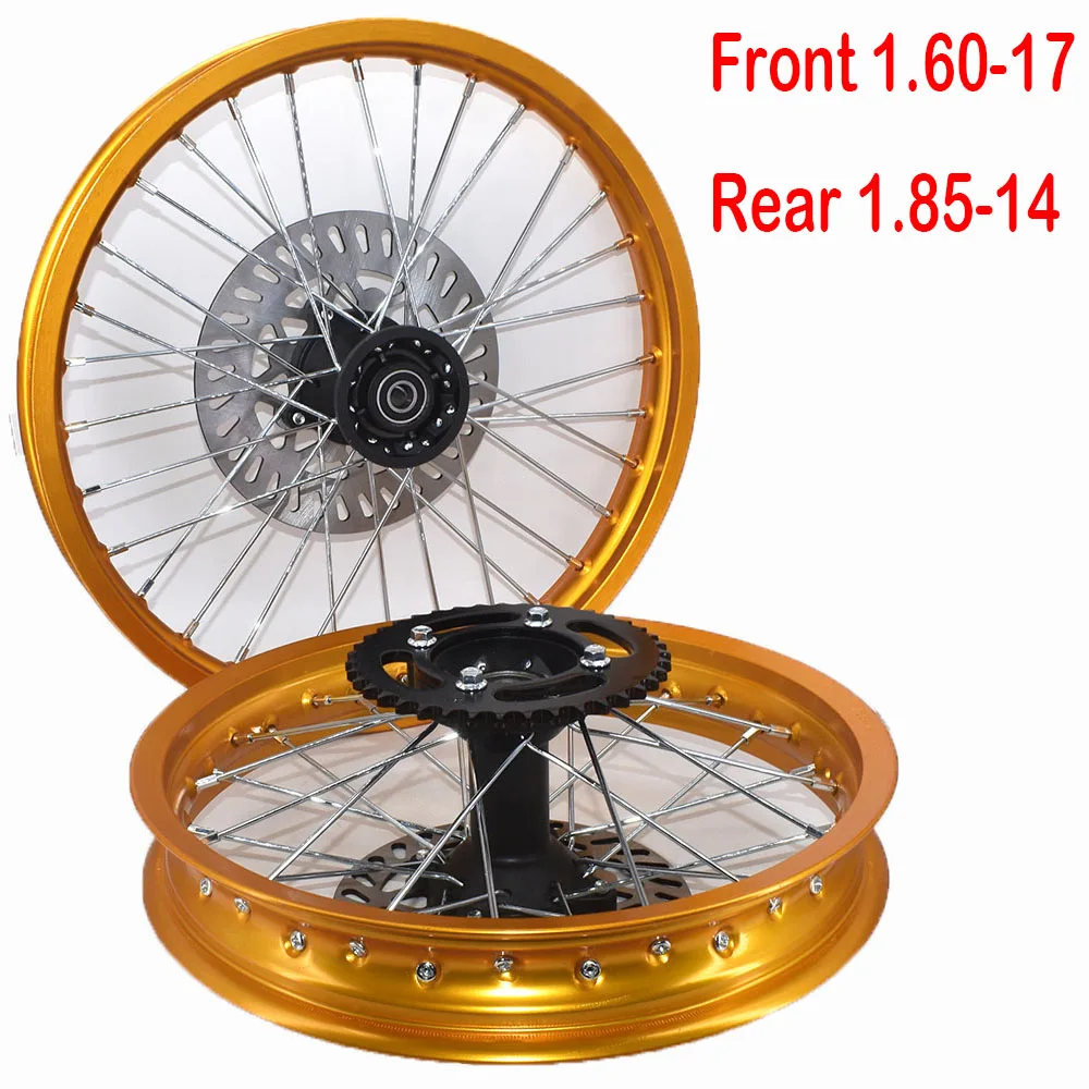 1.60-17 Inch Front 1.85-14 Inch Rear Rims Aluminum Alloy With Sprocket ...
