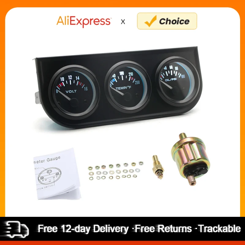 3-in-1-Car-Meter-Auto-Gauge-Voltmeter-Water-Gauge-and-Oil-Press-Gauge ...