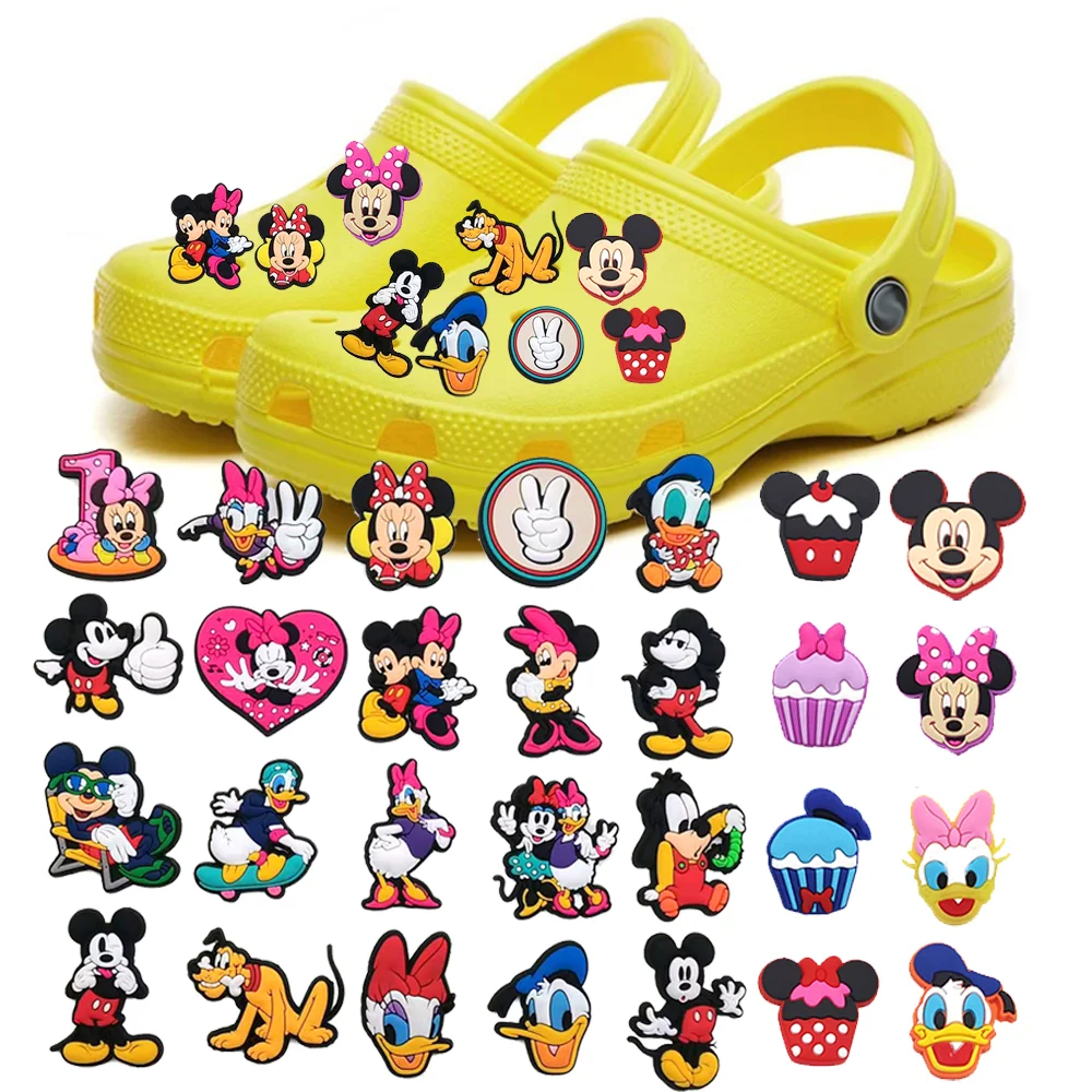 Disney jibz 1pcs Cute Mickey and Minne PVC croc shoes charms Cartoon ...