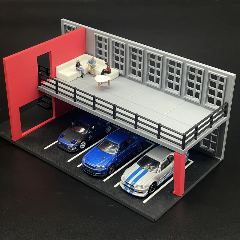 1-64-Scale-Model-Two-Floors-Car-Showroom-Dioramas-Miniature-Scene ...