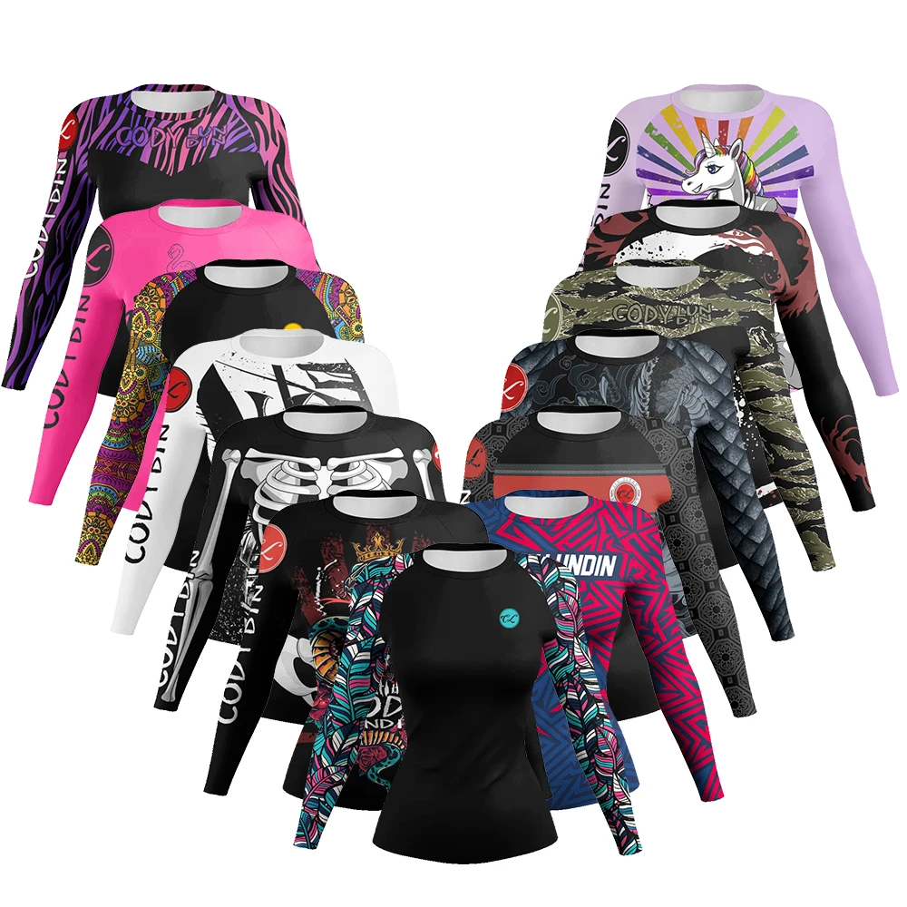 Fashion 3D Printed Comics MMA T-Shirt Women Compression long Sleeve ...